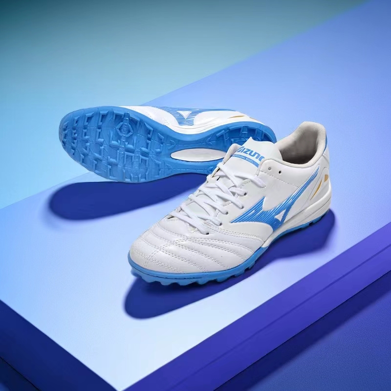 Giày Bóng Đá Mizuno Neo 4 Pro Trắng Vạch Xanh Biển TF